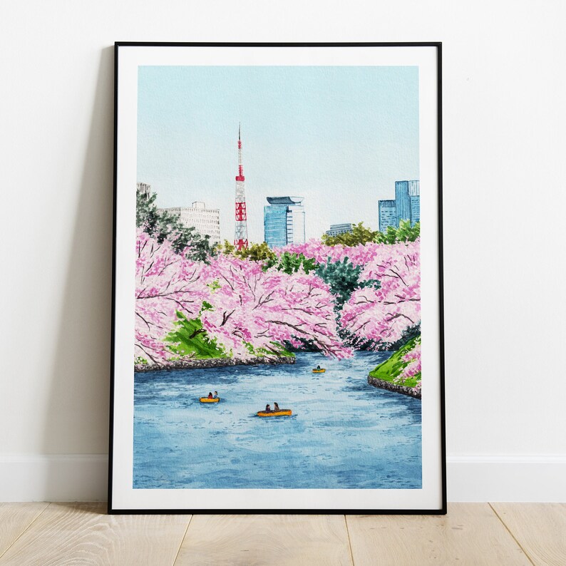 Tokyo Tower Print, Japan Wall Art, Watercolor Print, Tokyo Cityscape ...