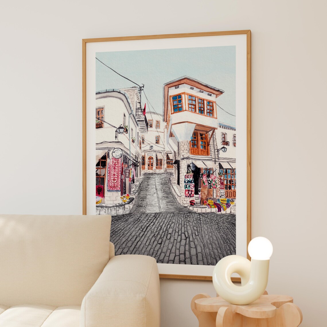 Gjirokastra Watercolor Print, Albania Wall Art, Gjirokastra Cityscape ...