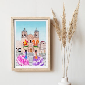 Oaxaca Print, Mexico Wall Art, Oaxaca Cityscape, Mexico Art Print ...