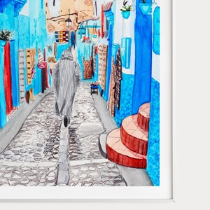 Chefchaouen Art Print, Morocco Wall Art, Chefchaouen City, Chefchaouen ...