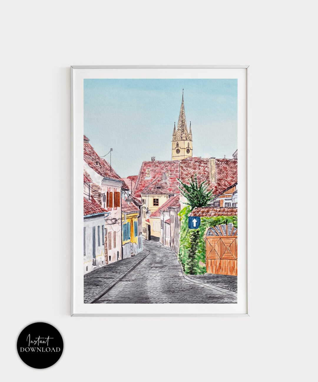 Sibiu Print Romania Wall Art Sibiu Painting Watercolor Print Romania ...