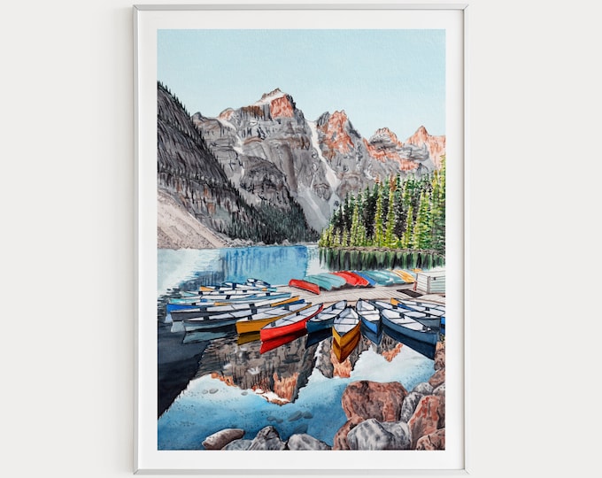 Banff National Park Watercolor Print, Canada Wall Art, Banff Print ...