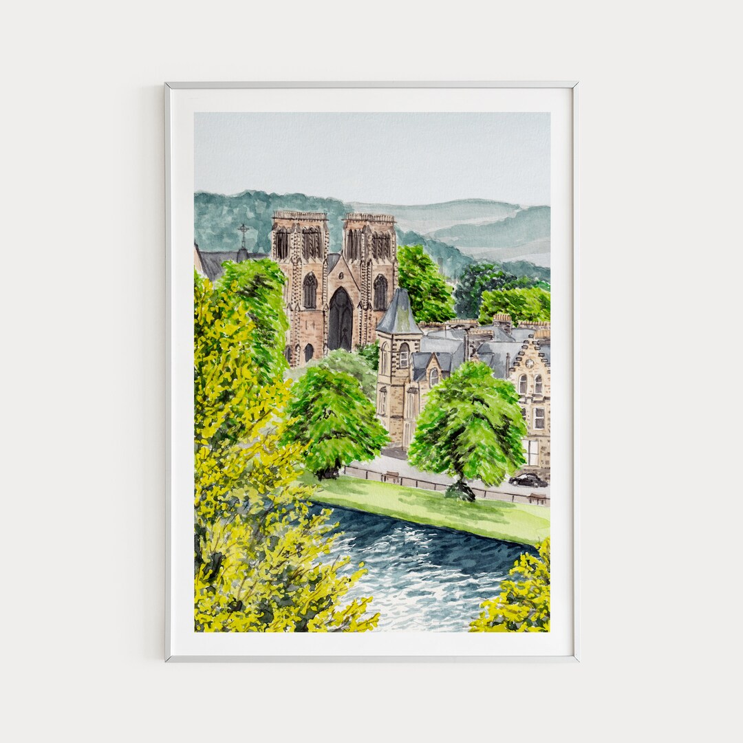 Inverness Cityscape Print, Scotland Wall Art, Watercolor Painting ...