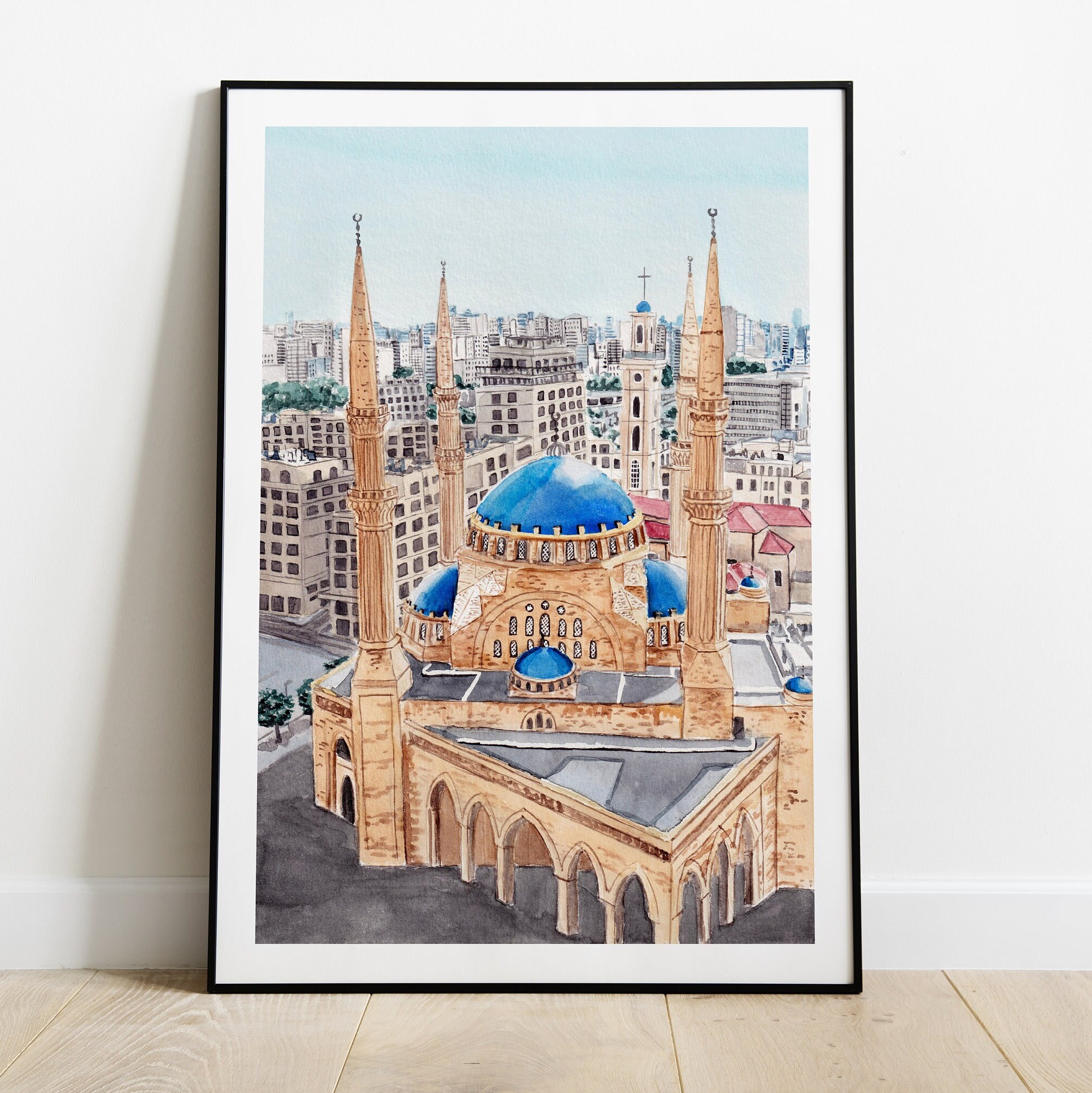 Beirut Watercolor Prints Set: Lebanon Wall Art, Beirut Cityscape ...