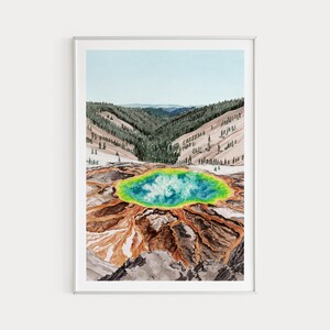 Yellowstone National Park Print, Watercolor Painting, United States ...