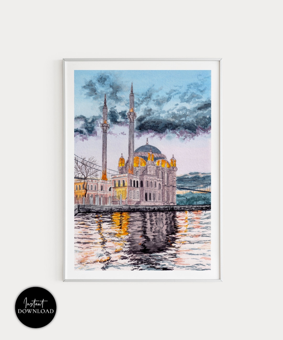 Istanbul Print, Turkey Wall Art, Watercolor Print, Istanbul Cityscape ...