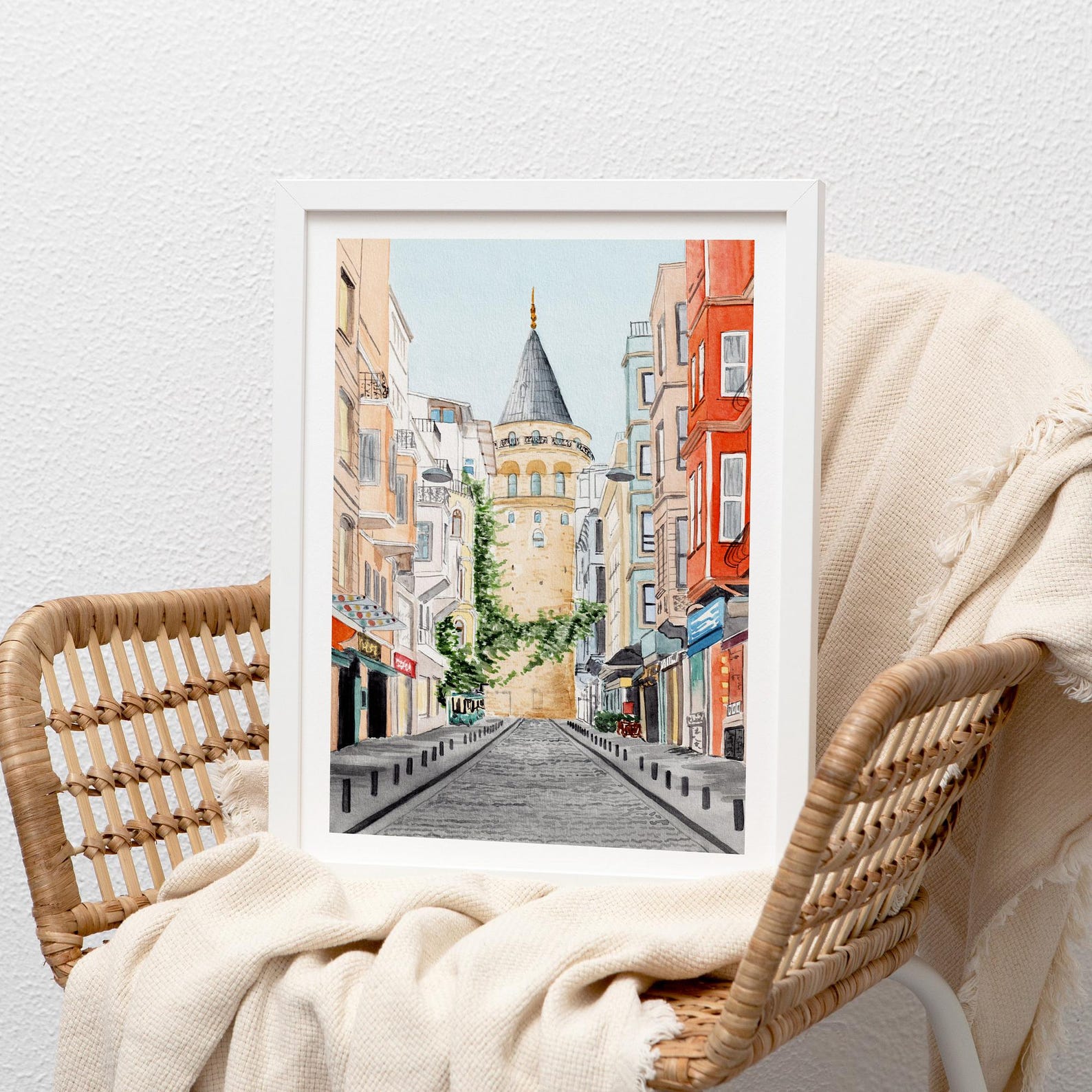 Galata Tower Print, Turkey Wall Art, Watercolor Print, Istanbul ...