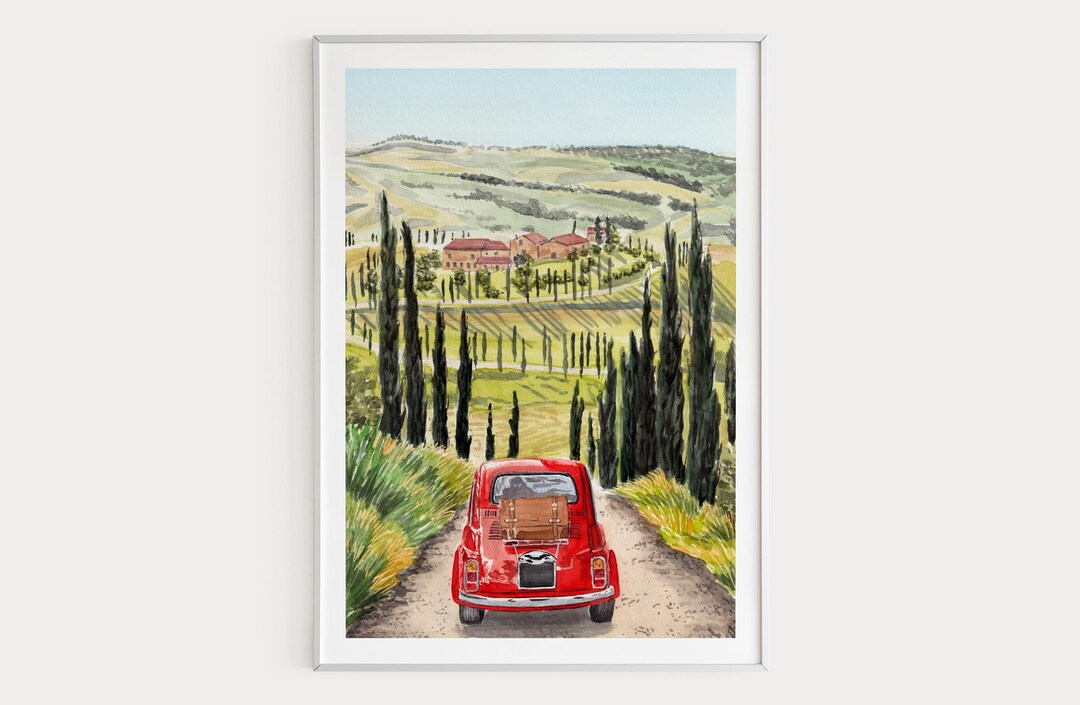Lámina de la Toscana: Arte mural de Italia, pintura a la acuarela ...
