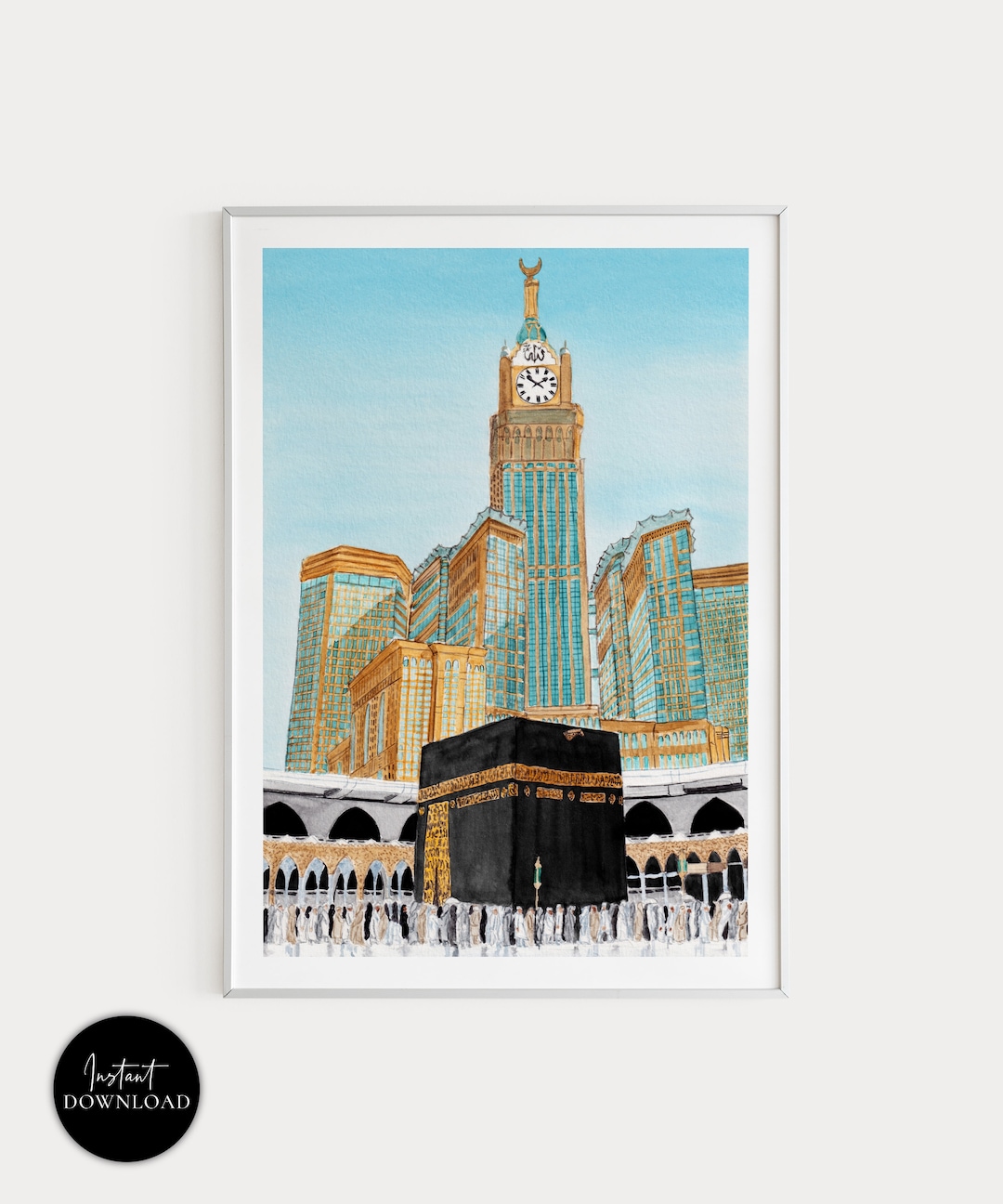 Kaaba Print, Saudi Arabia Art, Mecca Wall Art, Watercolor Print, Mecca ...