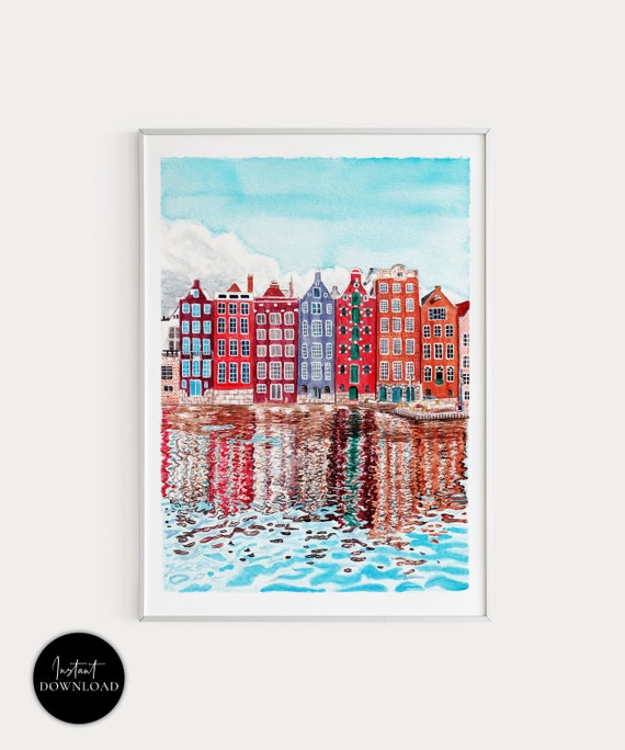 Amsterdam Print Netherlands Print Amsterdam Painting | Etsy