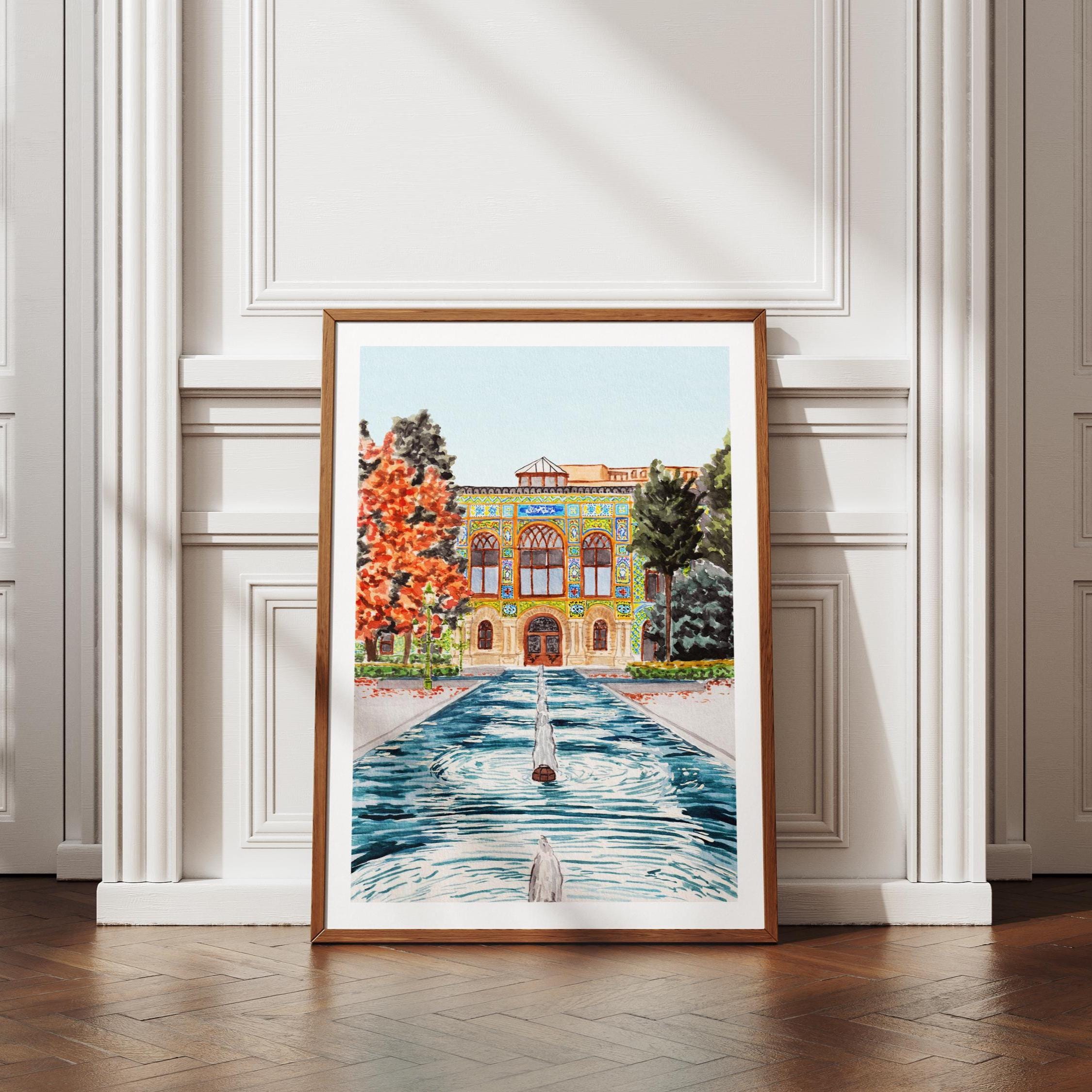 Tehran Print, Iran Wall Art, Golestan Palace, Watercolor Painting, Iran ...