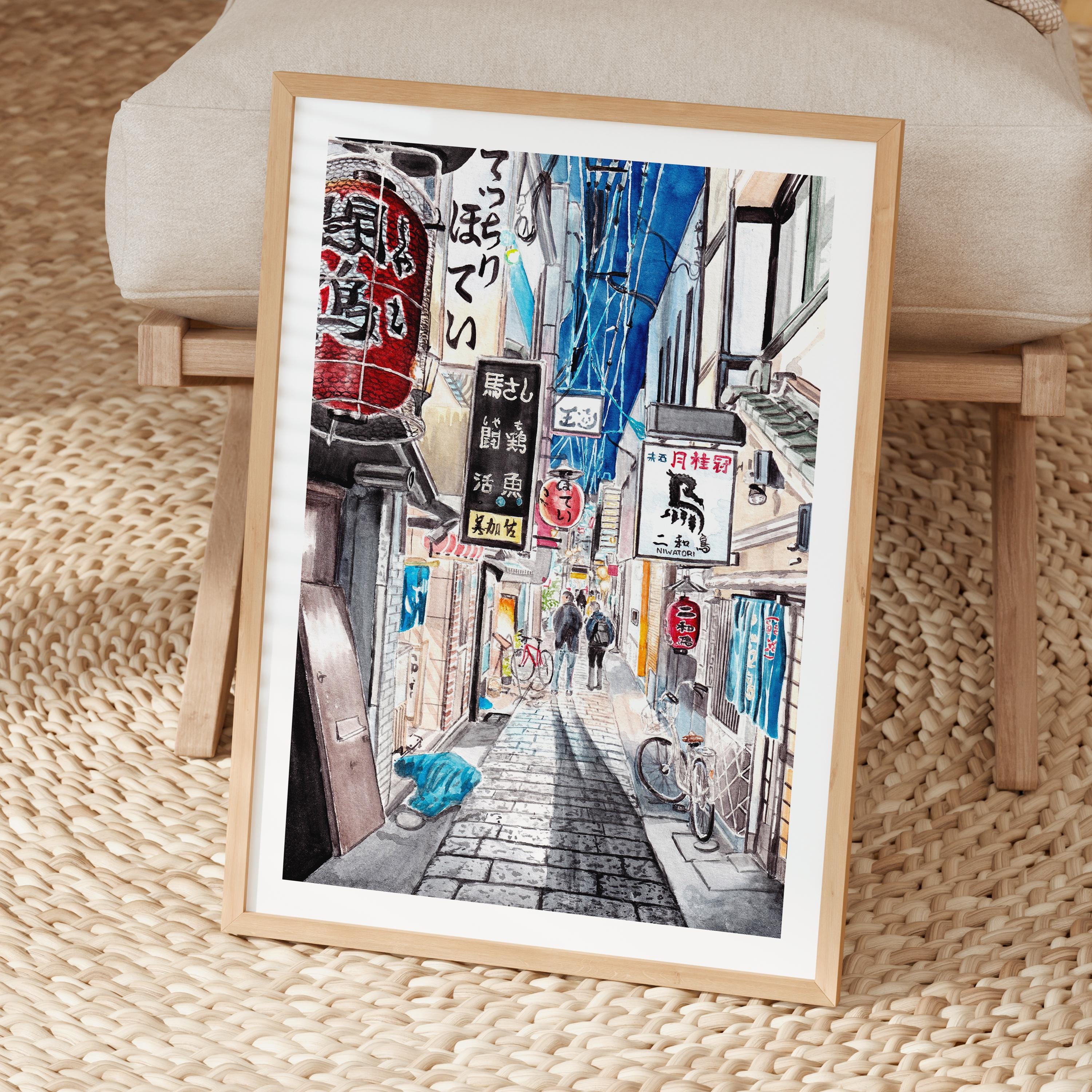 Osaka Watercolor Print, Japan Wall Art, Osaka Cityscape Painting ...