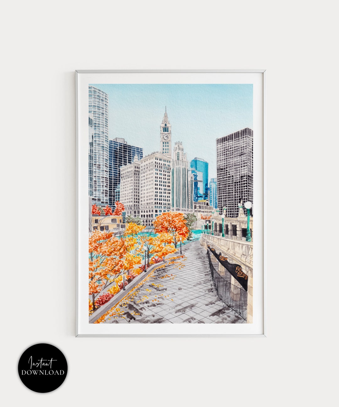 Chicago Print Riverwalk Art Print Chicago Wall Art - Etsy