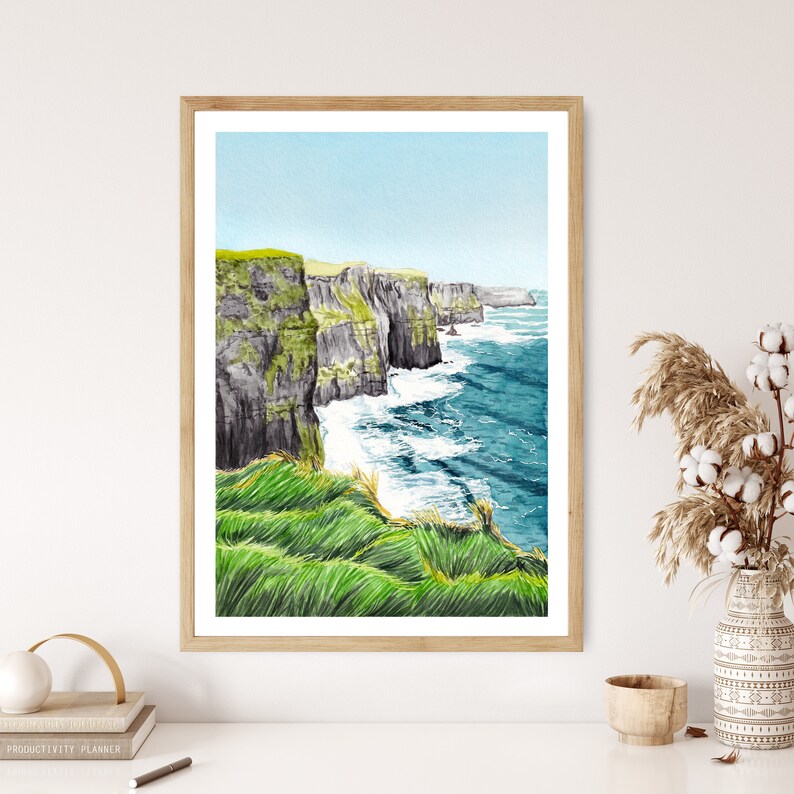 Cliffs of Moher Print Ireland Wall Art Watercolor Print - Etsy