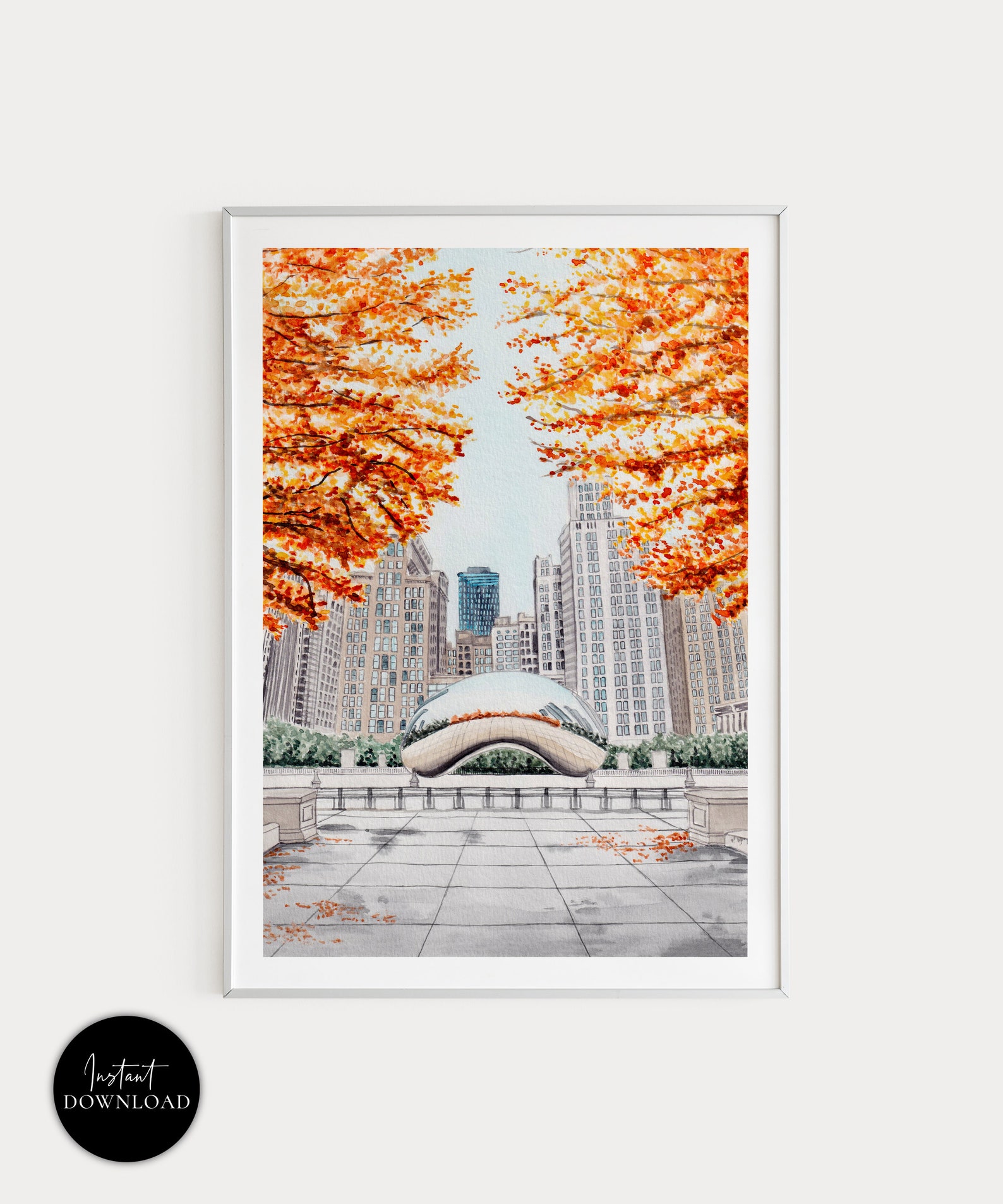 Chicago Print Chicago Wall Art Chicago Art Print Cloud Gate - Etsy