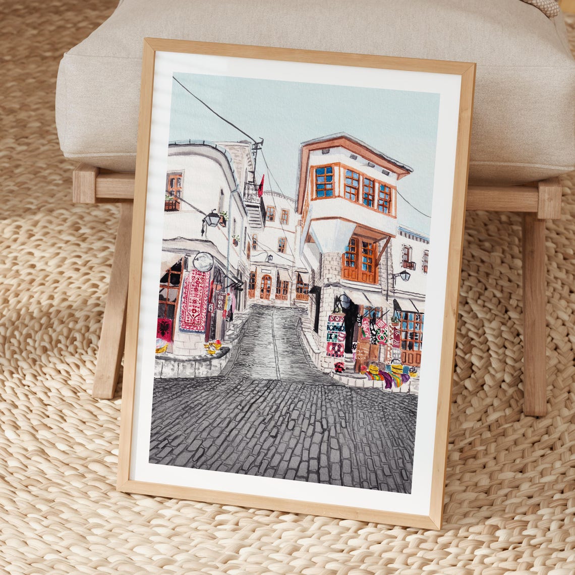 Gjirokastra Watercolor Print, Albania Wall Art, Gjirokastra Cityscape ...