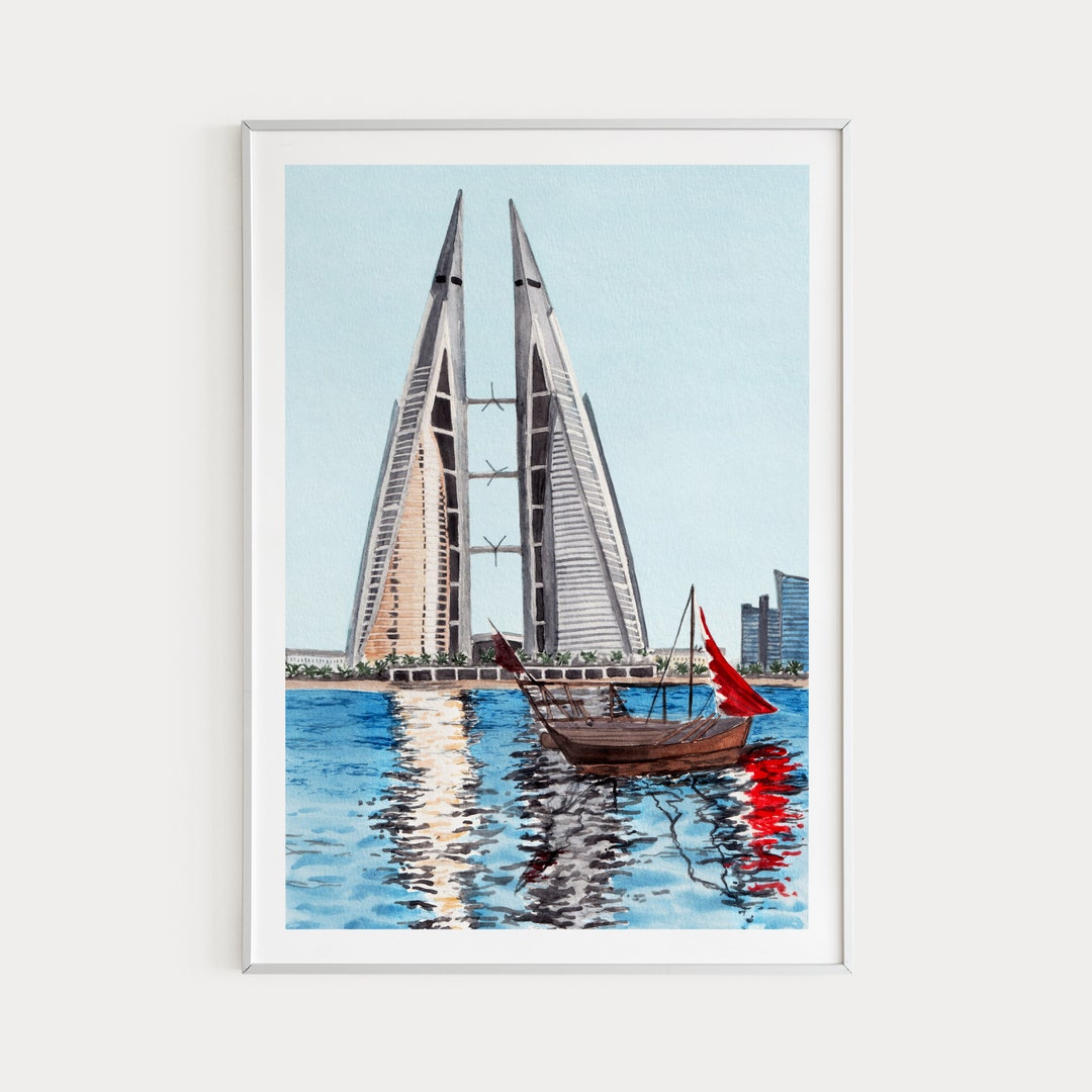 Manama Print, Bahrain Wall Art, Watercolor Painting, Bahrain Decor ...