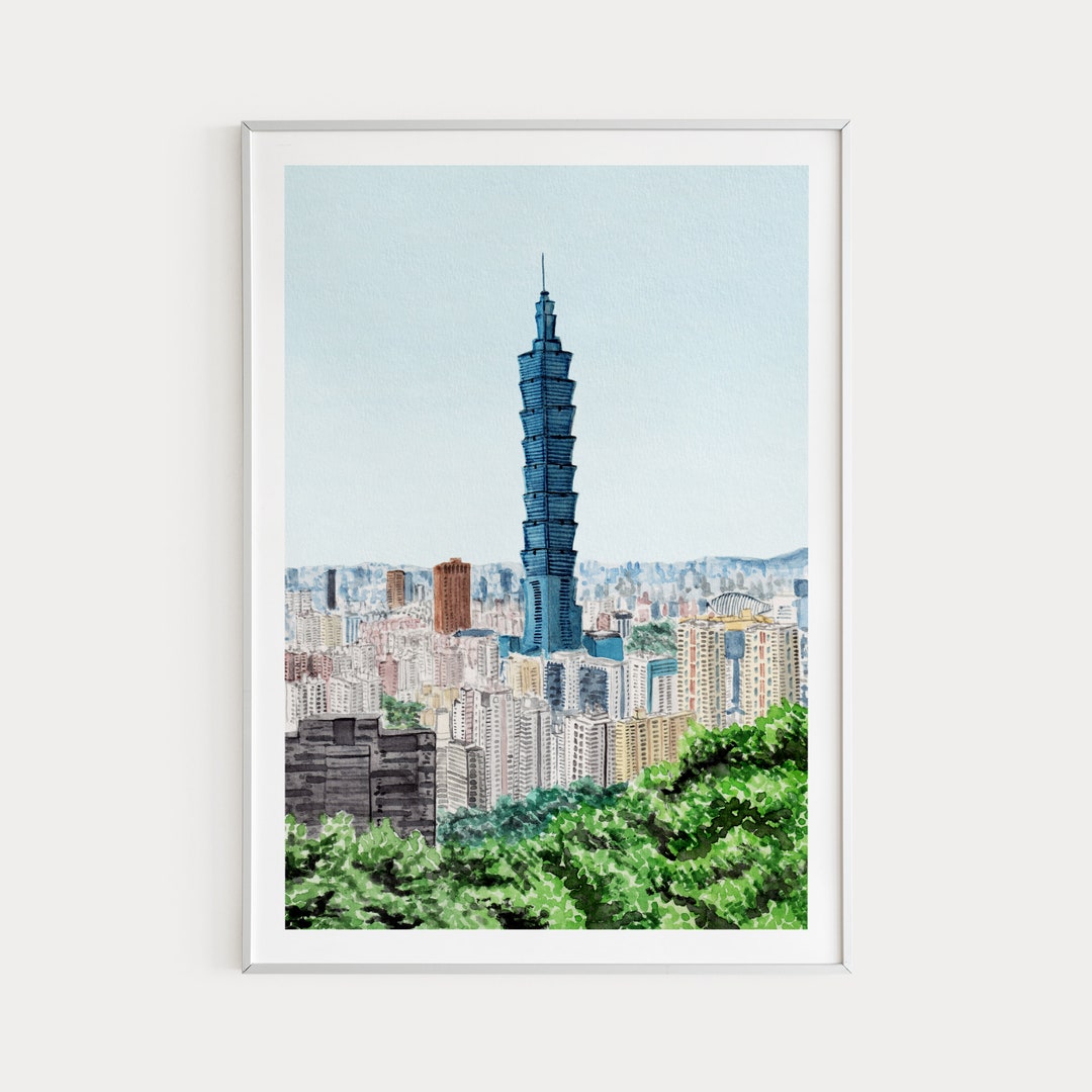 Taipei Print, Taiwan Wall Art, Watercolor Painting, Taiwan Art Print ...