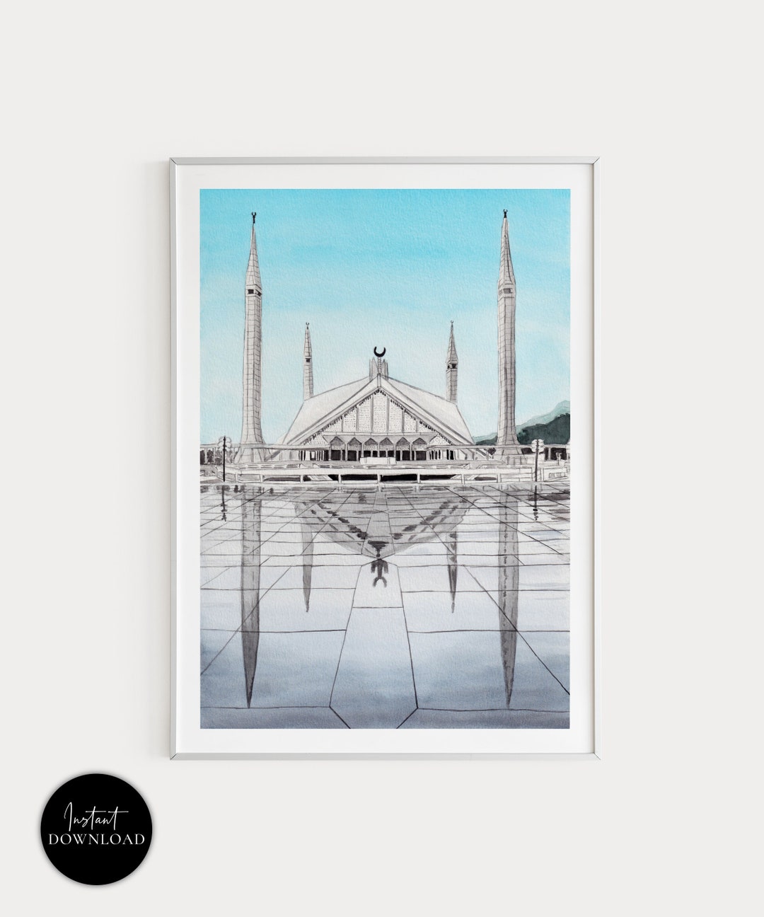 Faisal Mosque Print, Pakistan Wall Art, Islamabad Print, Pakistan Art ...