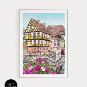 Strasbourg Print, France Wall Art, Watercolor Print, Strasbourg Art ...