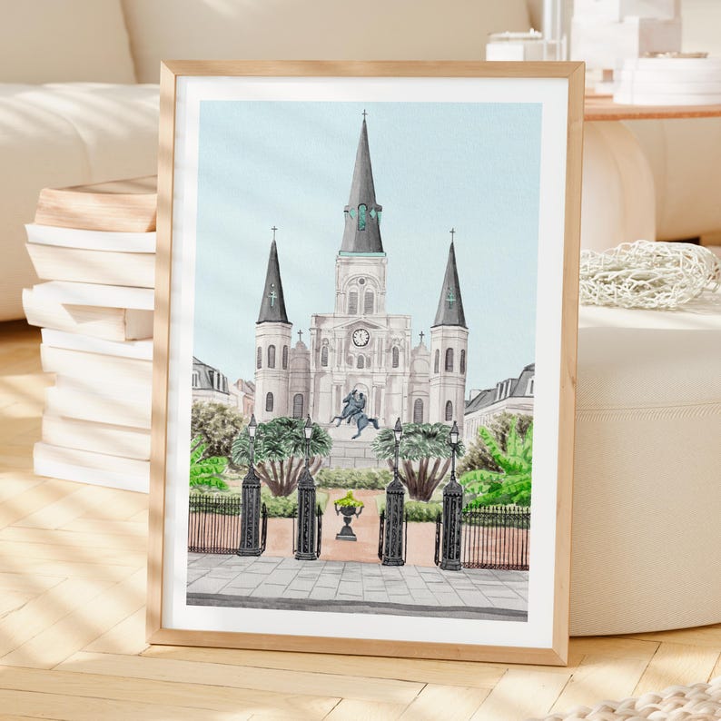 St Louis Cathedral Print, Louisiana Wall Art, New Orleans Watercolor ...