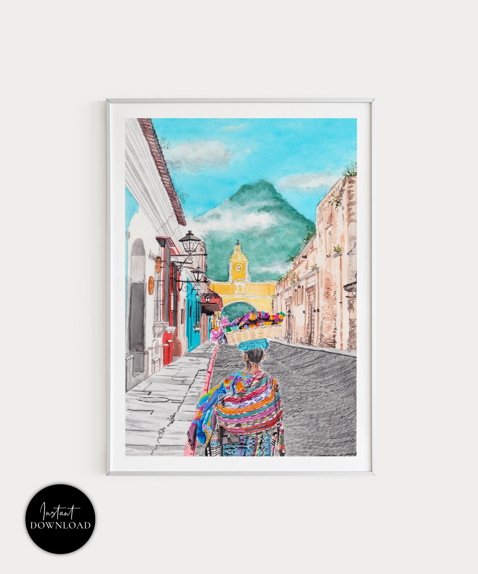 Antigua Print Guatemala Wall Art Antigua Painting Guatemala - Etsy