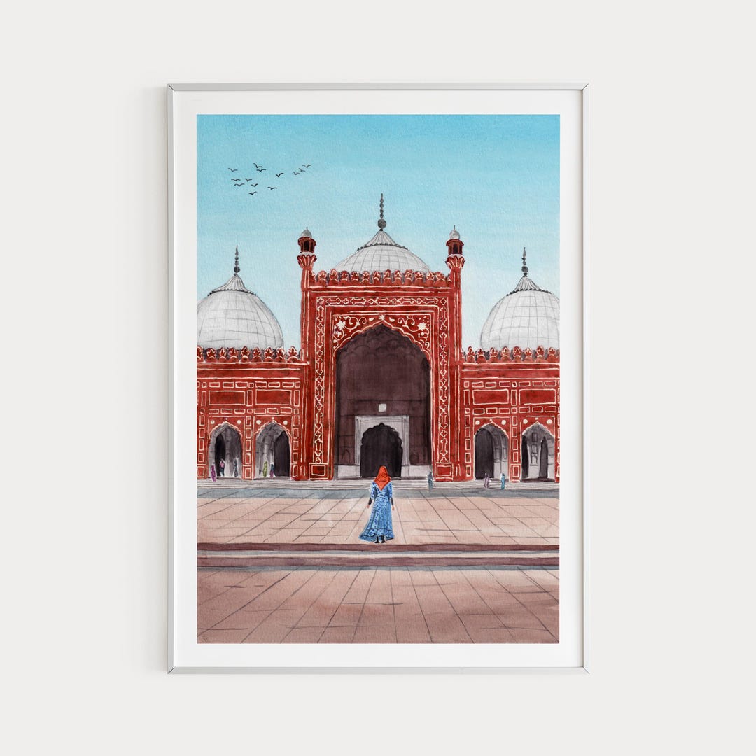 Badshahi Mosque Print, Pakistan Wall Art, Lahore Print, Pakistan Art ...
