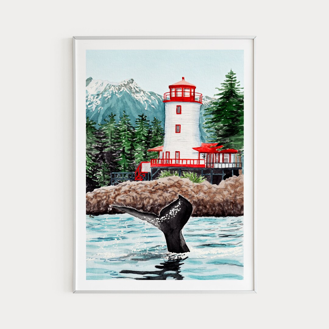 Sitka Print, Alaska Wall Art, Watercolor Print, Sitka Cityscape, Alaska ...