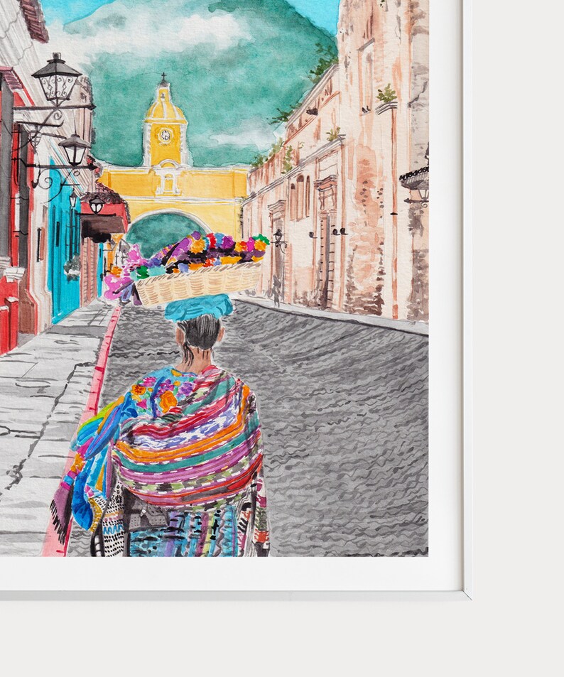 Antigua Print Guatemala Wall Art Antigua Painting Guatemala - Etsy