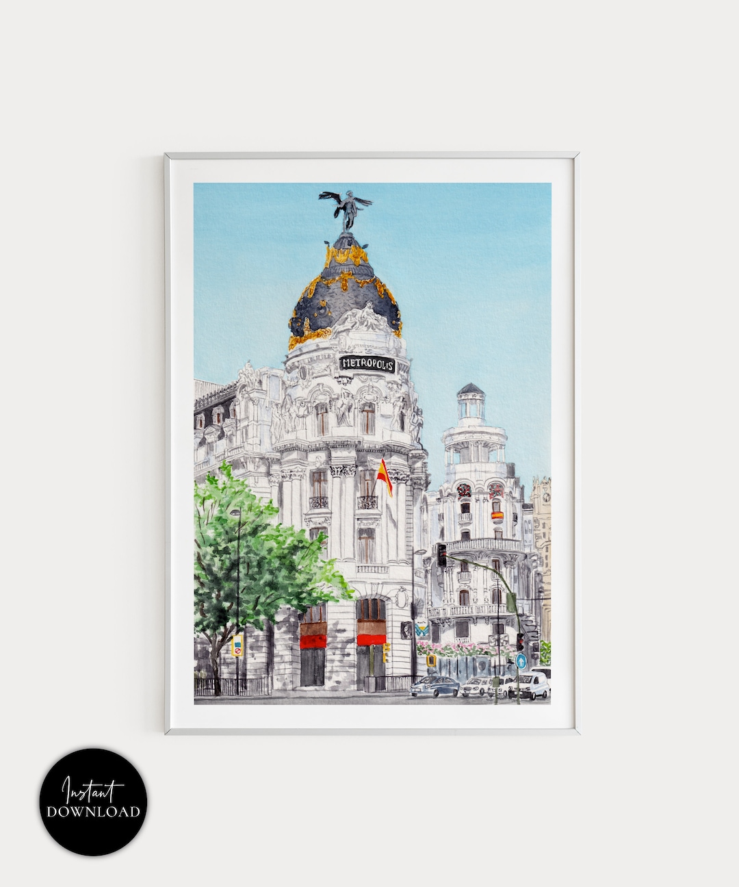 Madrid Print, Spain Wall Art, Madrid Cityscape, Watercolor Print, Spain ...
