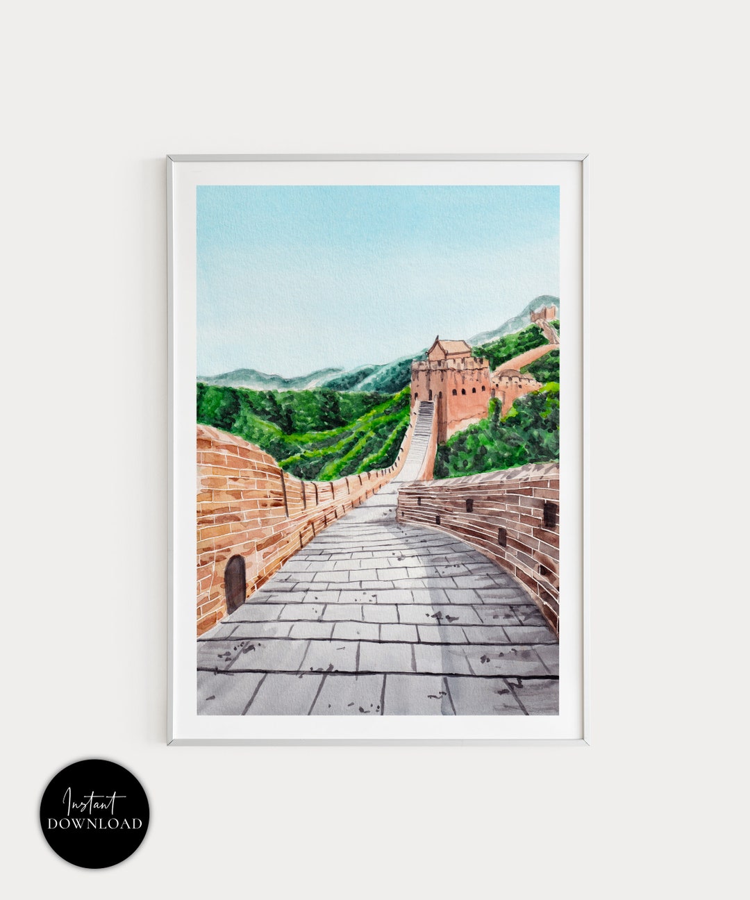 Great Wall of China Print, China Wall Art, China Art Print, Watercolor ...