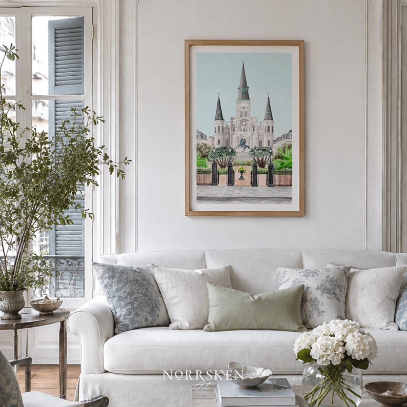 St Louis Cathedral Print, Louisiana Wall Art, New Orleans Watercolor ...