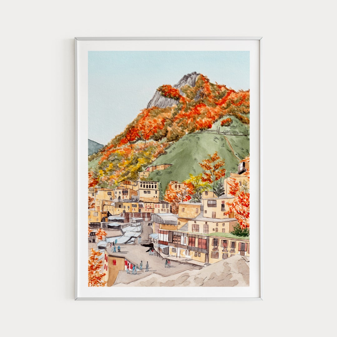 Masuleh Print, Iran Wall Art, Watercolor Painting, Iran Decor, Persian ...