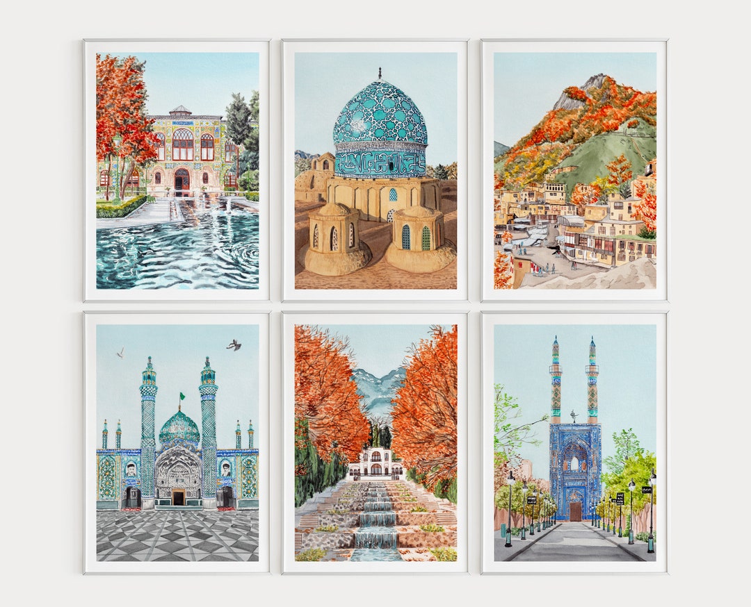 Iran Set of 6 Watercolor Prints, Iran Wall Art, Watercolor Painting ...