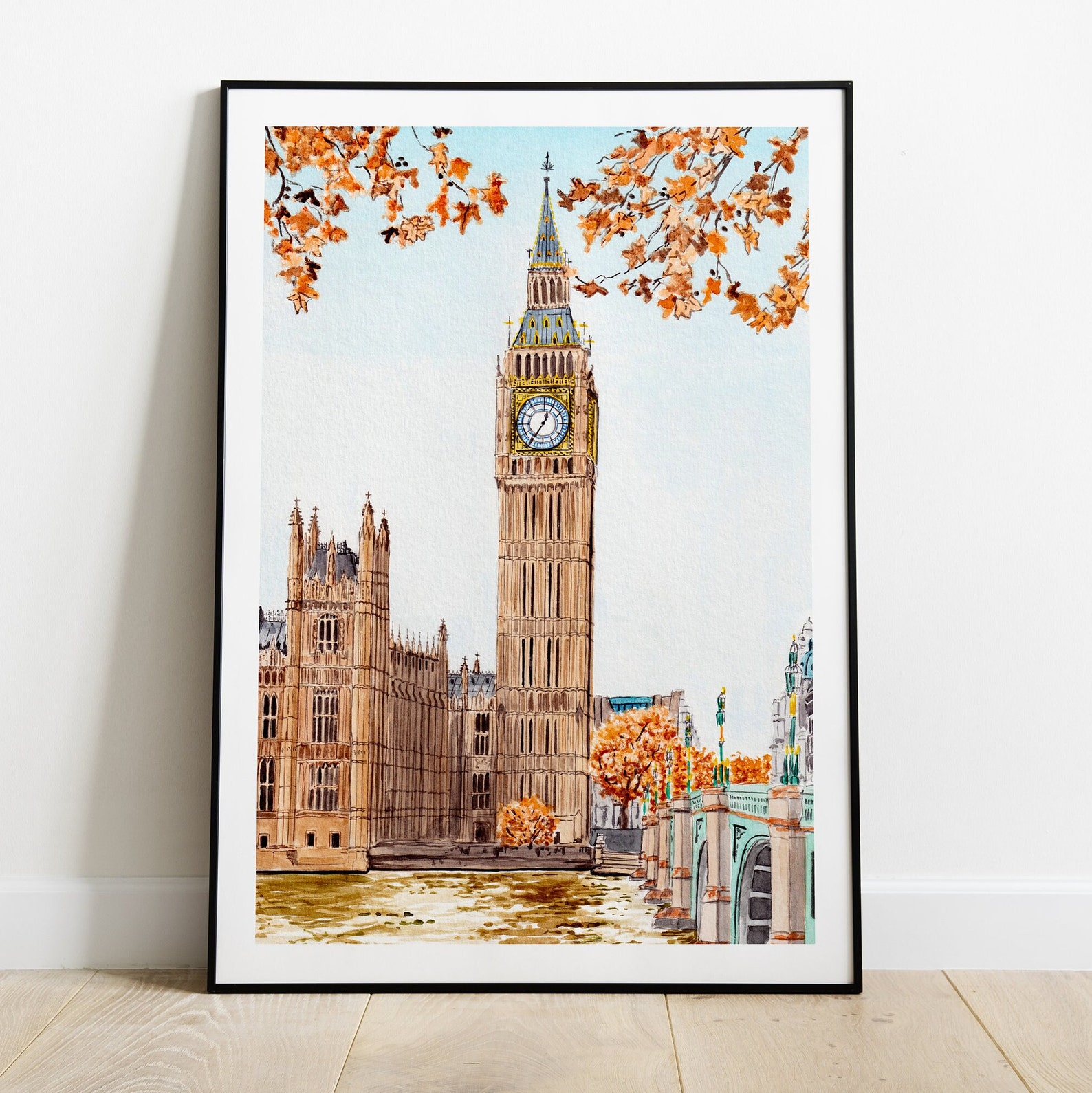 Big Ben Print London Wall Art Watercolor Print Fall Decor UK Art London ...