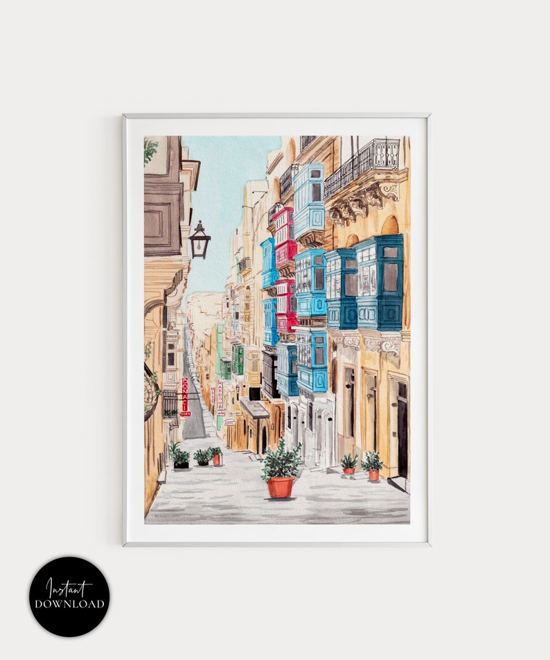 Valletta Print Malta Wall Art Valletta Painting Malta Art - Etsy