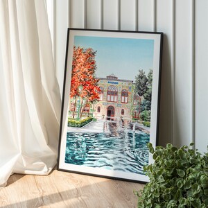 Tehran Print, Iran Wall Art, Golestan Palace, Watercolor Painting ...