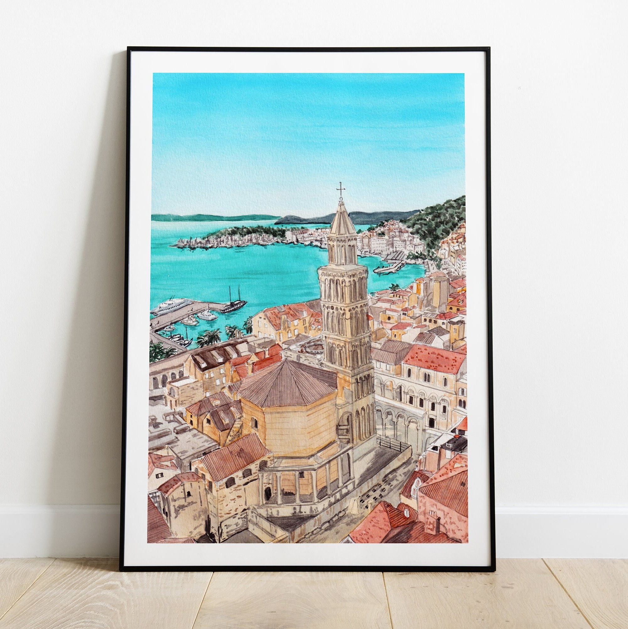 Split Watercolor Print, Croatia Wall Art, Split Cityscape Painting ...