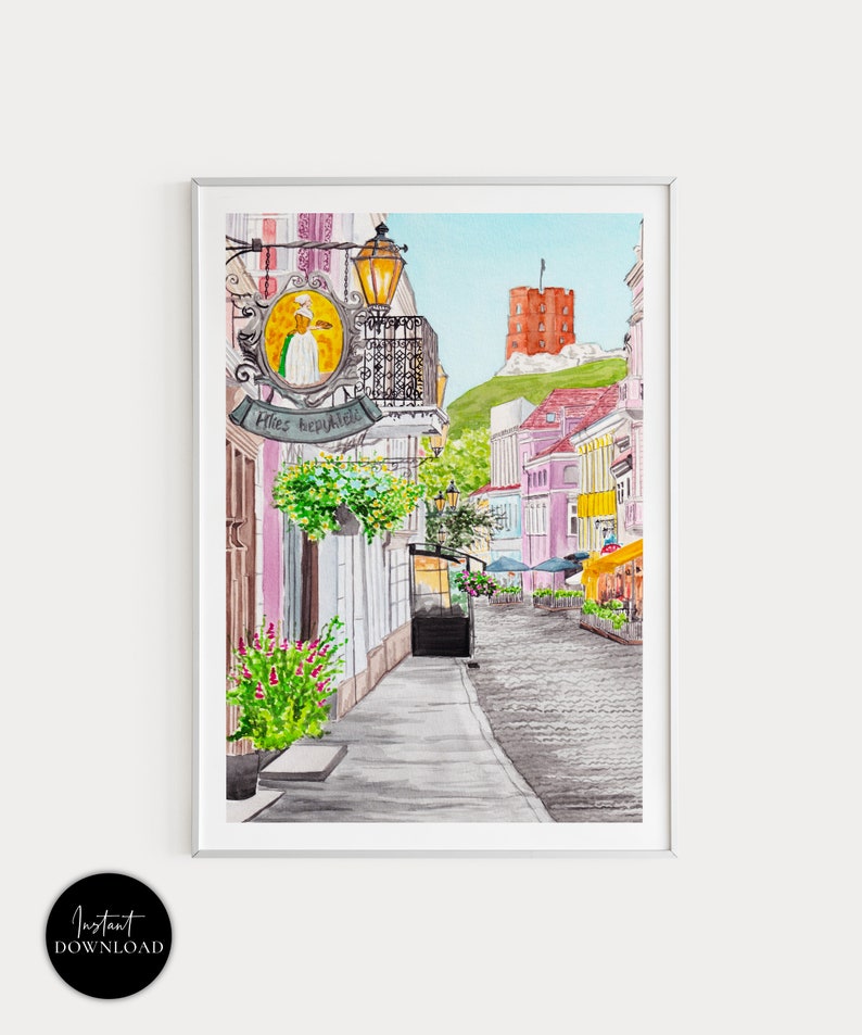 Vilnius Art Print Lithuania Wall Art Vilnius Painting - Etsy