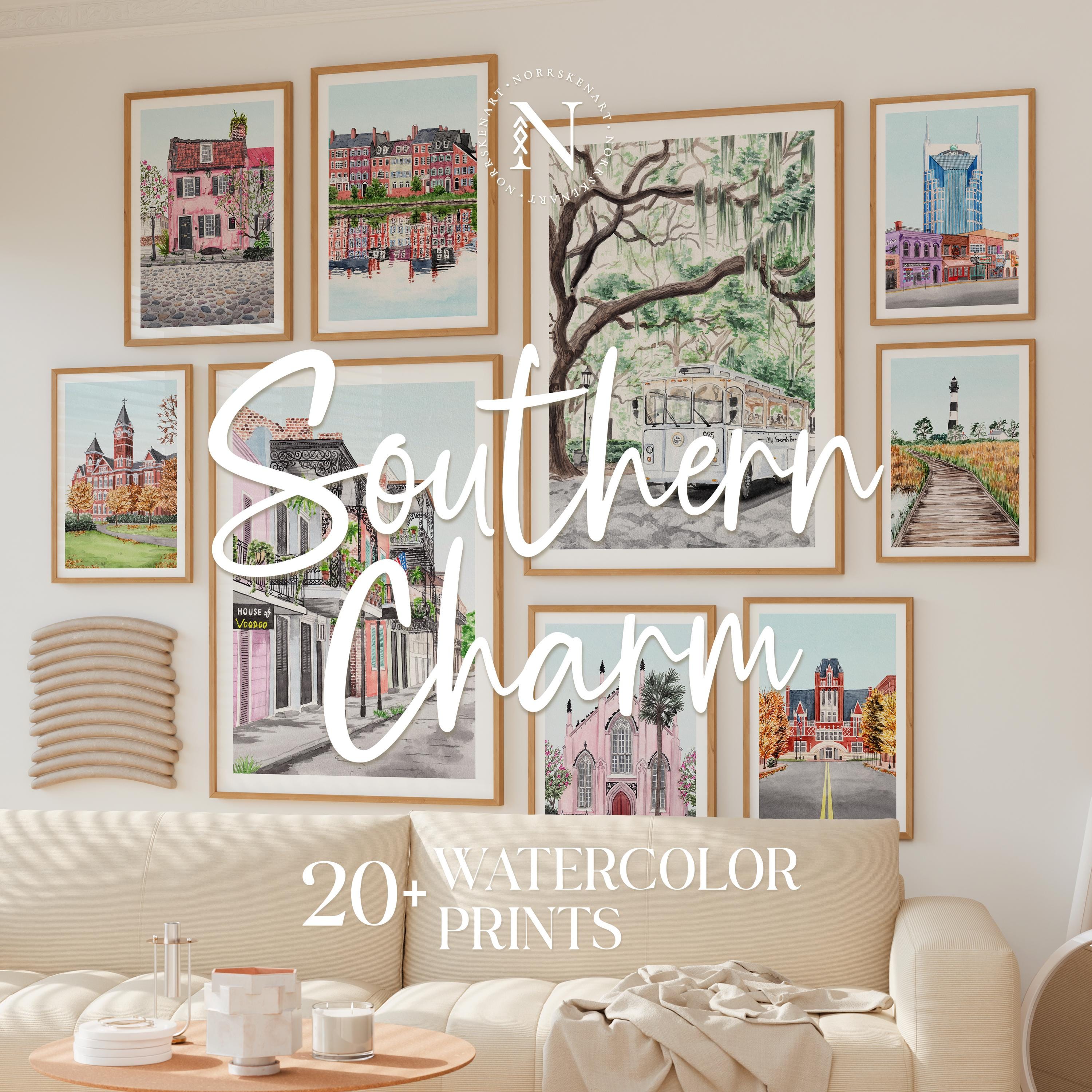 Southern Charm Wall Art, 20+ Watercolor Prints Set of Charleston ...