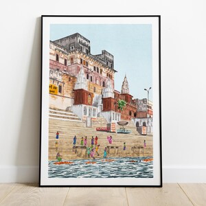 Varanasi Print, India Wall Art, Varanasi Cityscape, Indian Art ...