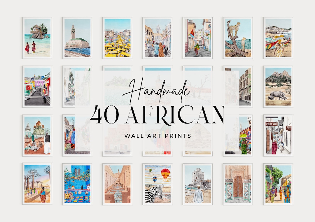 Africa Watercolor Art Bundle, Africa Wall Art, African Cityscapes ...