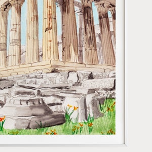 Parthenon Print, Greece Wall Art, Watercolor Print, Athens Painting ...