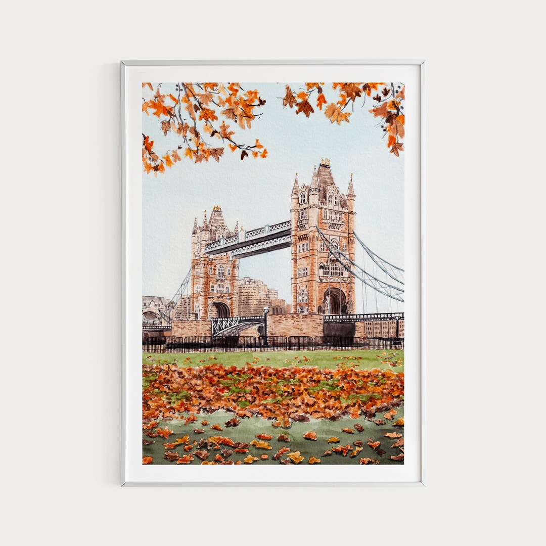Tower Bridge Print London Wall Art Watercolor Print Fall Decor UK Art ...