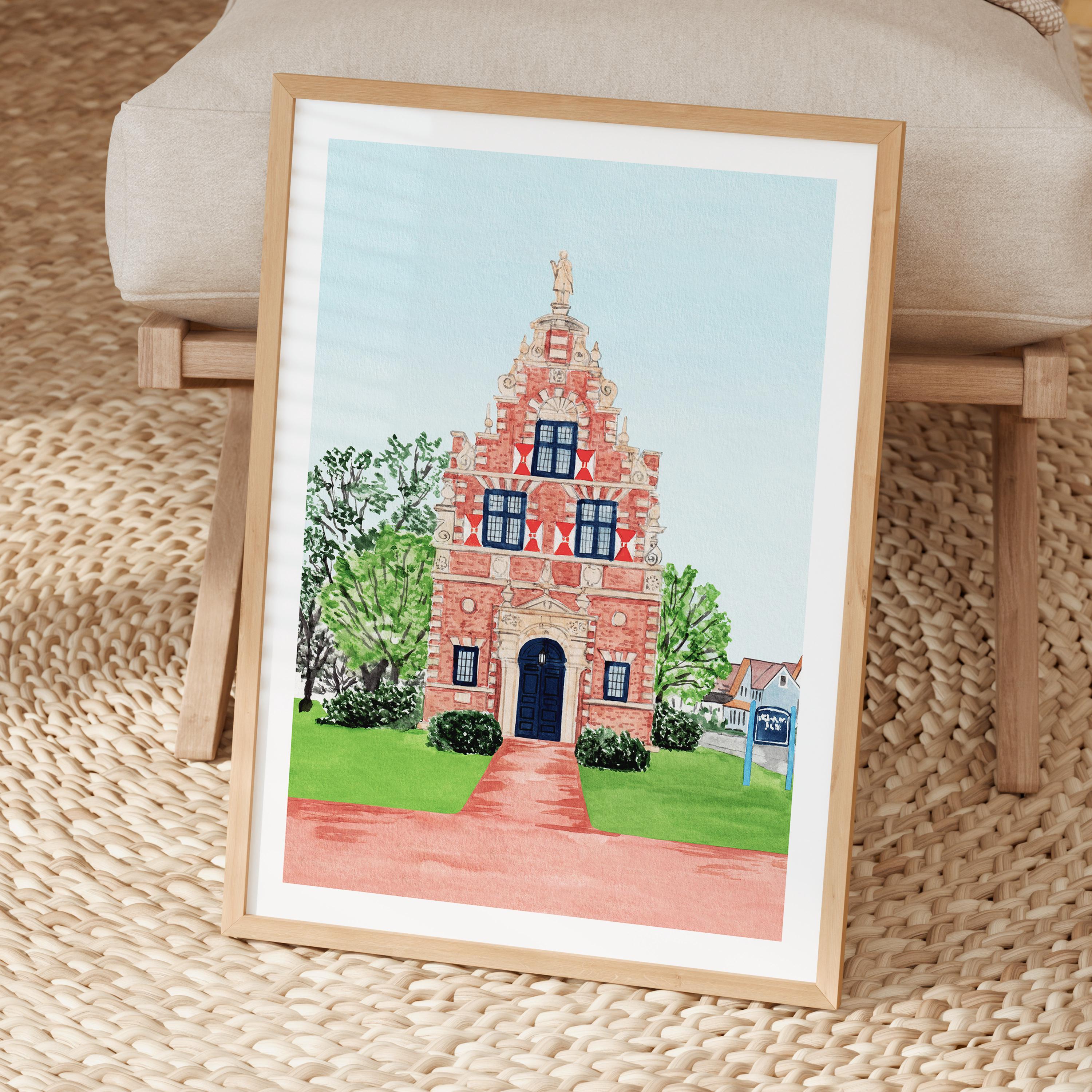 Lewes Watercolor Print, Delaware Wall Art, Lewes Cityscape Painting ...