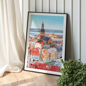 Riga Print, Latvia Wall Art, Watercolor Print, Riga Cityscape, Latvia ...