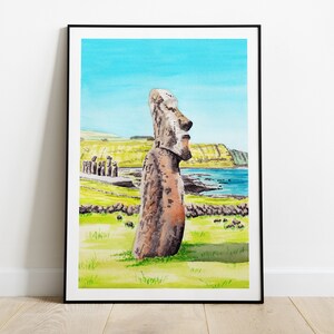 Moai Statue Print, Chile Wall Art, Easter Island Print, Rapa Nui, Chile ...