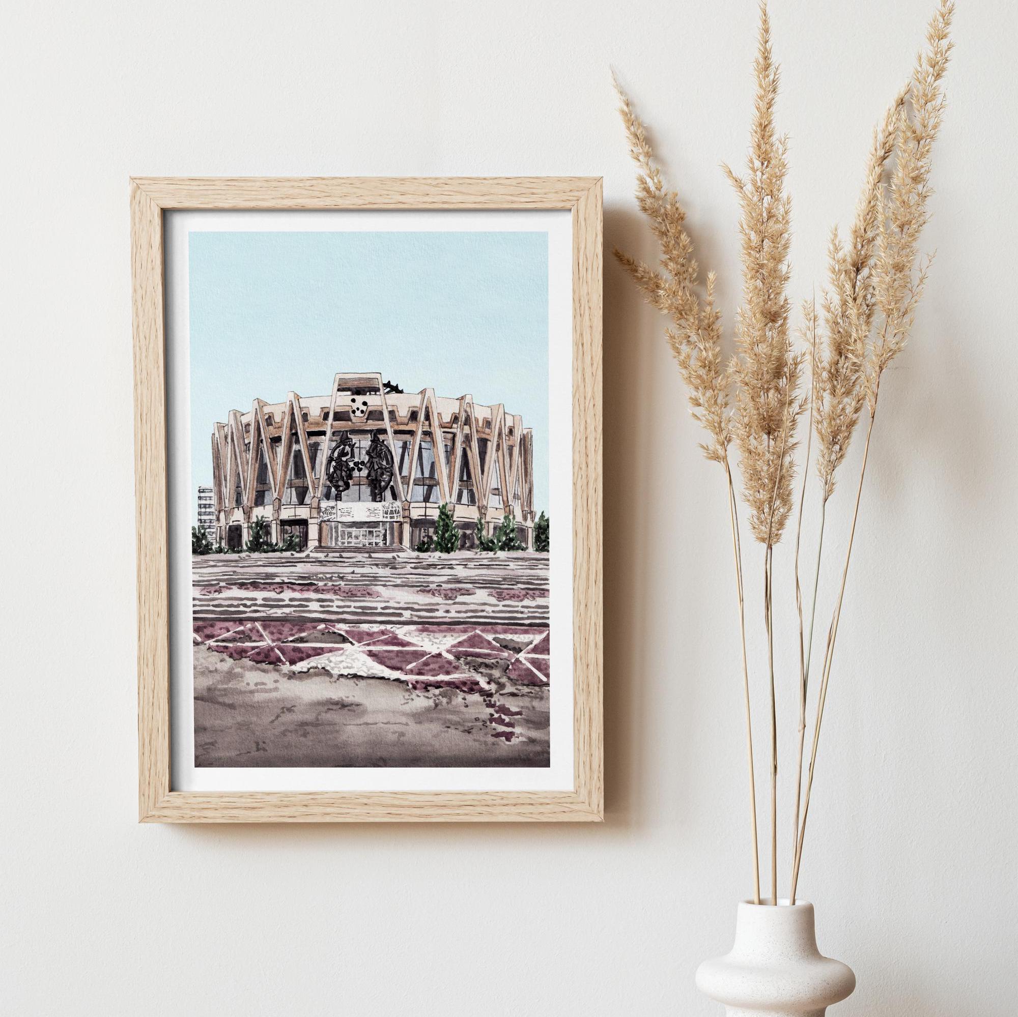 Chisinau Print, Moldova Wall Art, Watercolor Brutalist Art, Chisinau Cityscape, Moldova Art ...