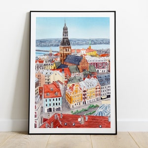 Riga Print, Latvia Wall Art, Watercolor Print, Riga Cityscape, Latvia ...