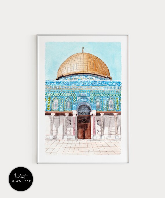 Masjid Al-Aqsa Painting Islamic Wall Art Islamic Architecture Landmark ...
